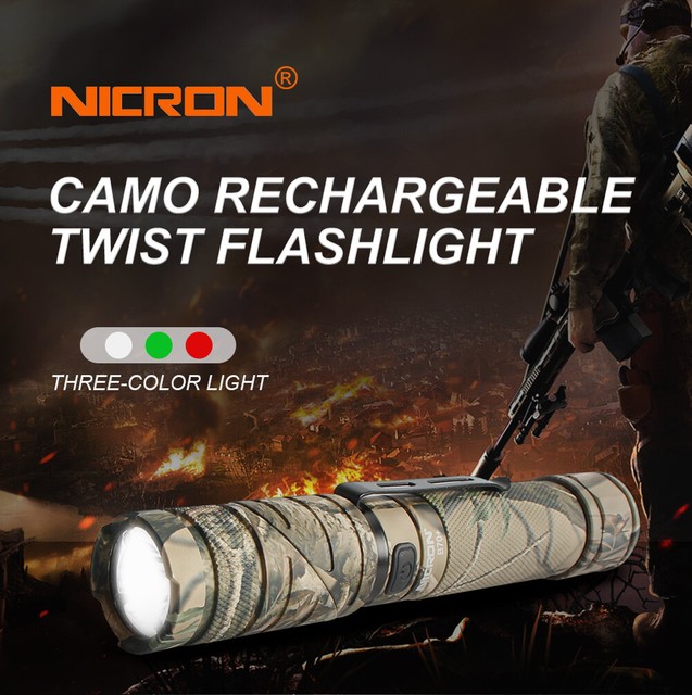 Nicron B70 3 Light Mode Magnetic Twist Rechargeable Tactical Flashlight ...
