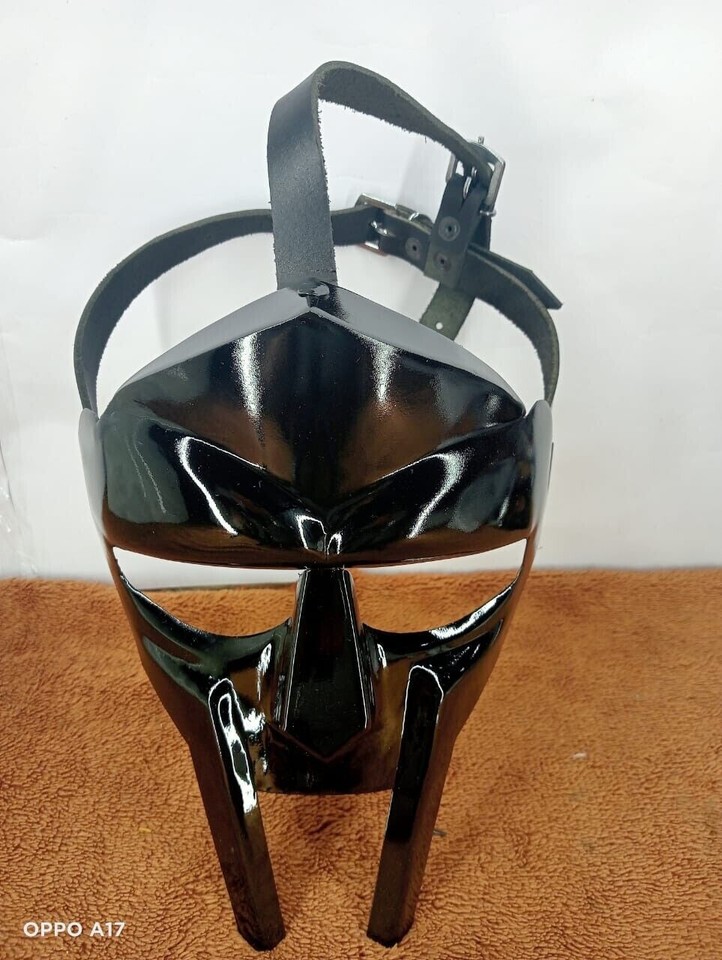 MF Doom Gladiator Mask Black Finish in Steel Metal Mask replica madevil ...