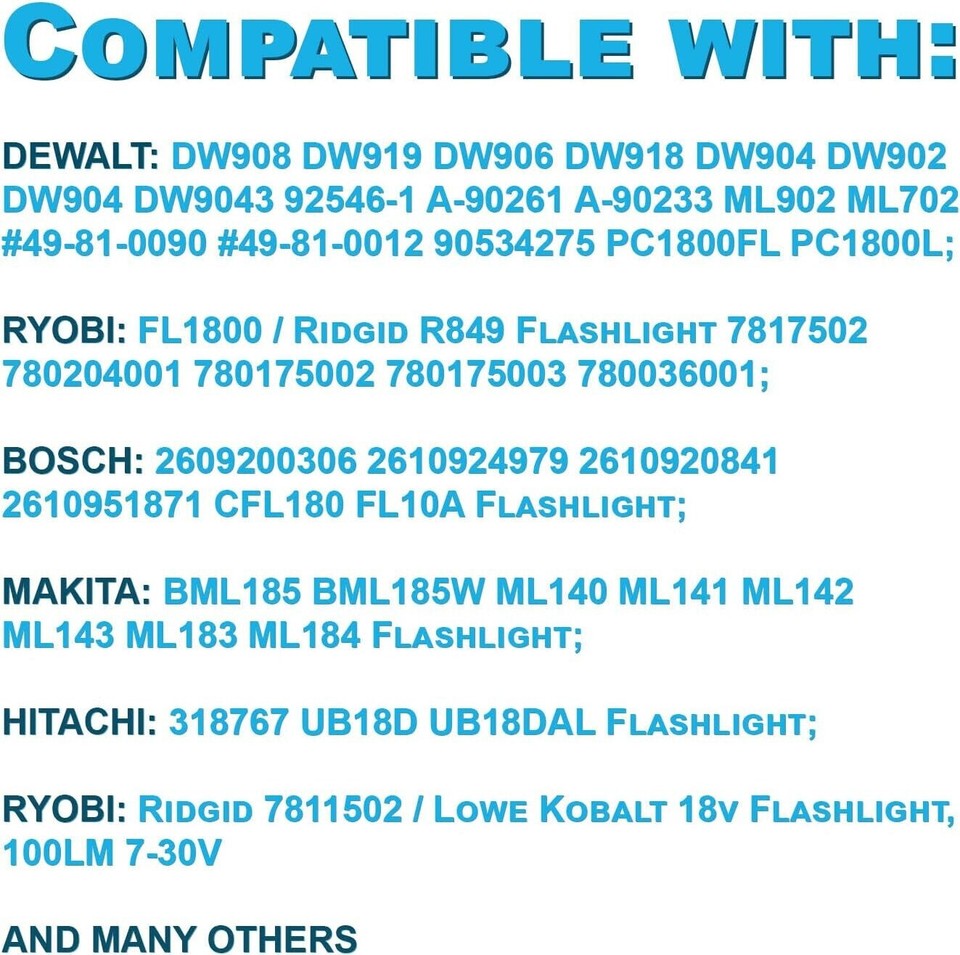 2-Pack P13.5S Base Upgrade Flashlights LED Bulb for Ryobi Makita ...