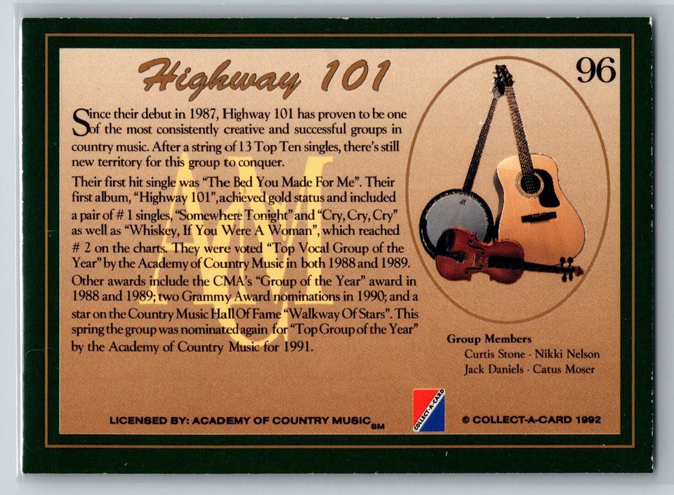 1992 Collect-A-Card Country Classics Highway 101 #96 | eBay