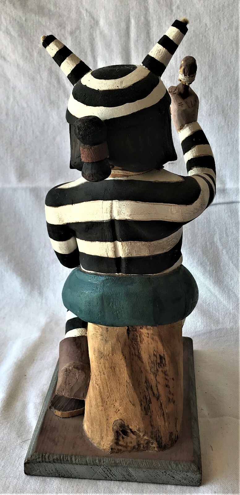 Koshari drummer clown wood carving statue Native American Edwin L. Kaye ...