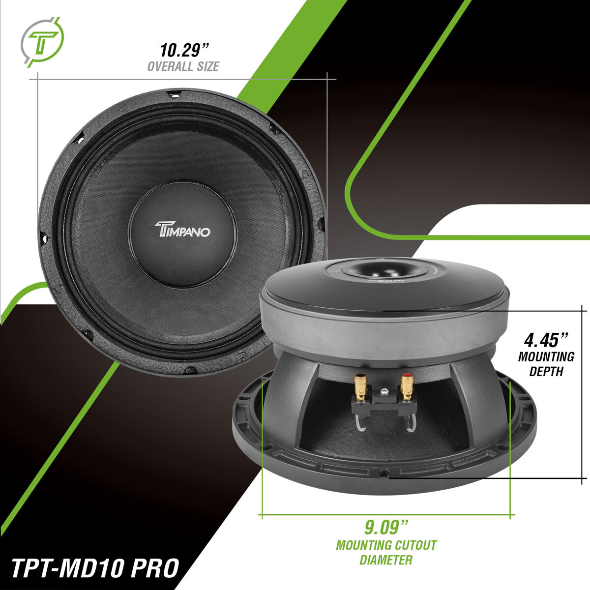 2x Timpano Audio TPT-MD10 PRO Audio Midrange Speaker 10 Inch 8 Ohm ...