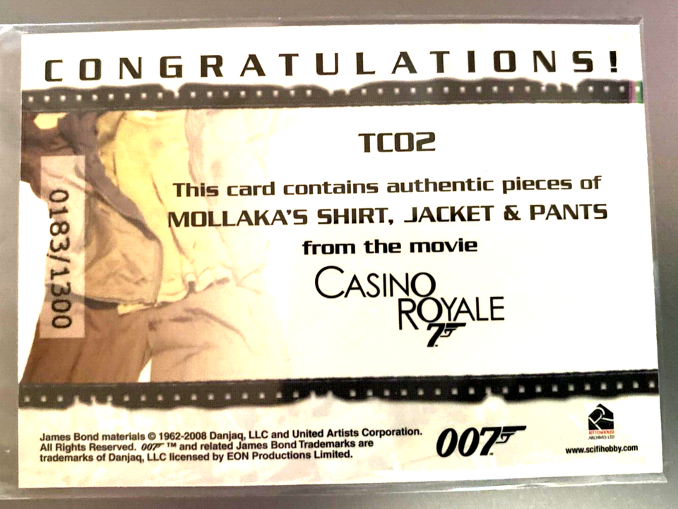 JAMES BOND 007 - MOLLAKA PANTS/JACKET/SHIRT RELICS - CASINO ROYALE ...
