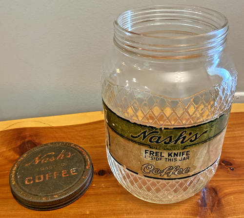 Vintage Glass Coffee Jar by Nash Coffee with Original Lid. circa 1950s ...