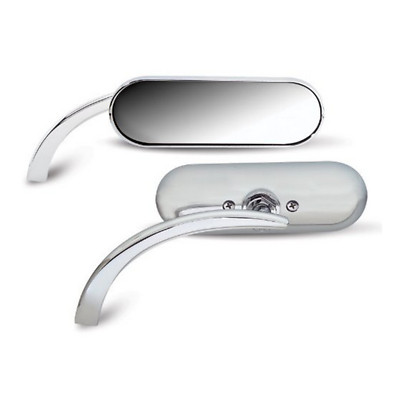 Chrome Custom Mini Oval rear view Mirror Harley Sportster Dyna Softail ...