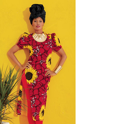 Size 22W PLUS Ashro Red Yellow Kenya Puff Sleeve Sunflower Must Have ...