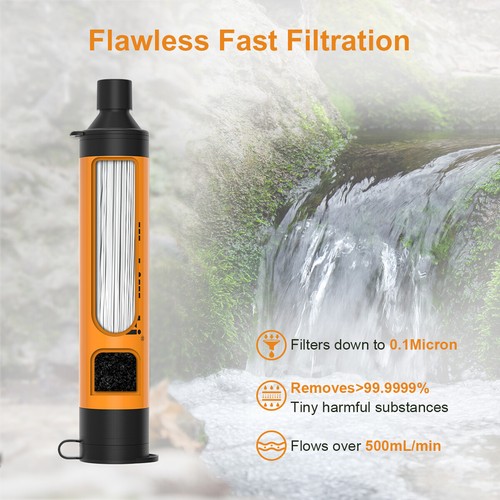 Personal Water Filter Straw w/A Carry Travel Case Cover,Purifier ...