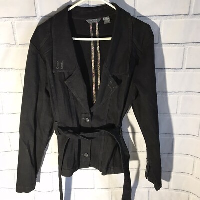 Motto black jacket size XL button front with belt excellent condition ...
