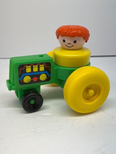 Vintage Fisher Price Little People Green Tractor with driver | eBay
