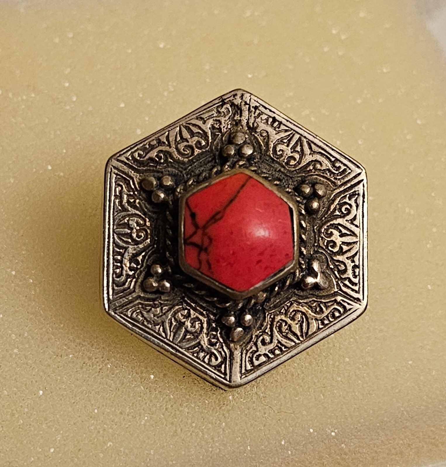 Antique Afghan Kuchi Tribal Hand Made Silver Red Ston… - Gem
