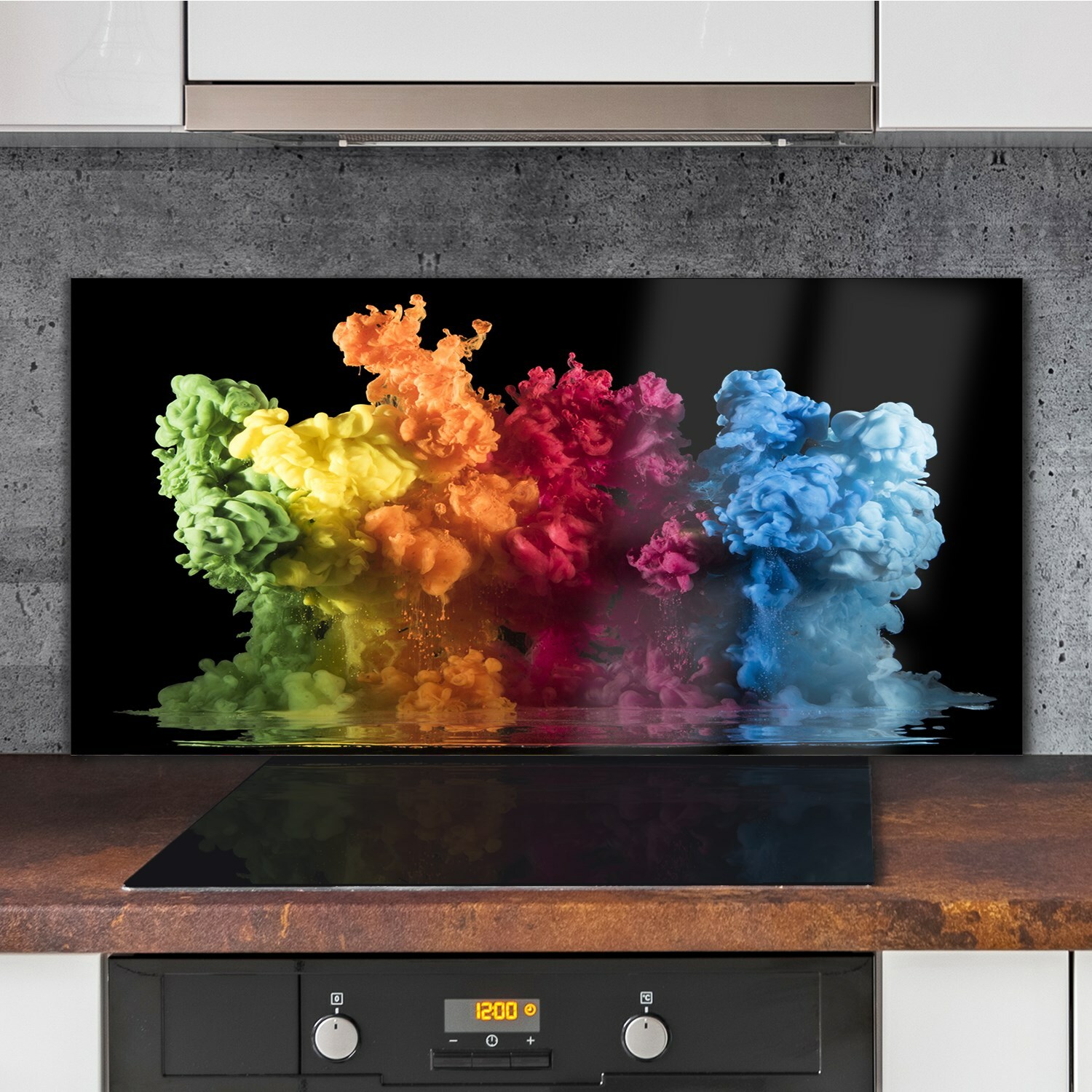 Painting Abstract Colourful Kitchen Printed Splashback Toughened Glass ...