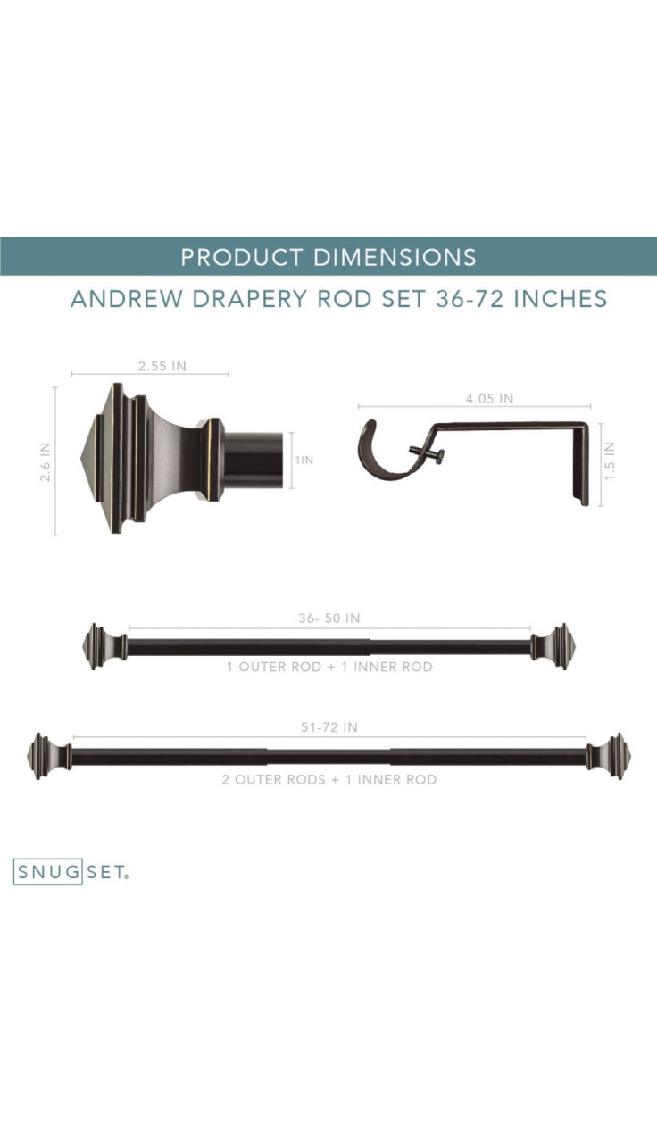 Snug Set Curtain Rod, Quick Easy Installation, No Tools Option, 1 ...