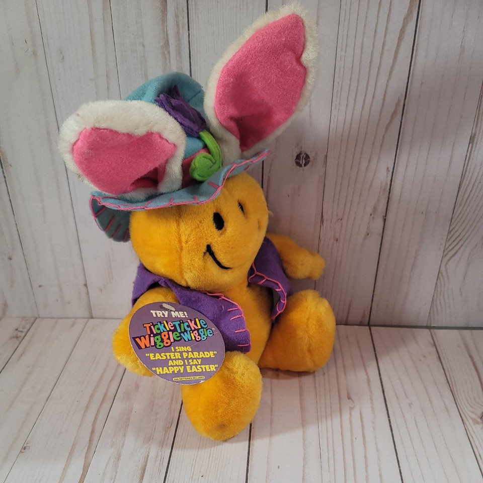 Tickle Tickle Wiggle Wiggle Giggle Yellow Easter Bunny Plush Sings ...