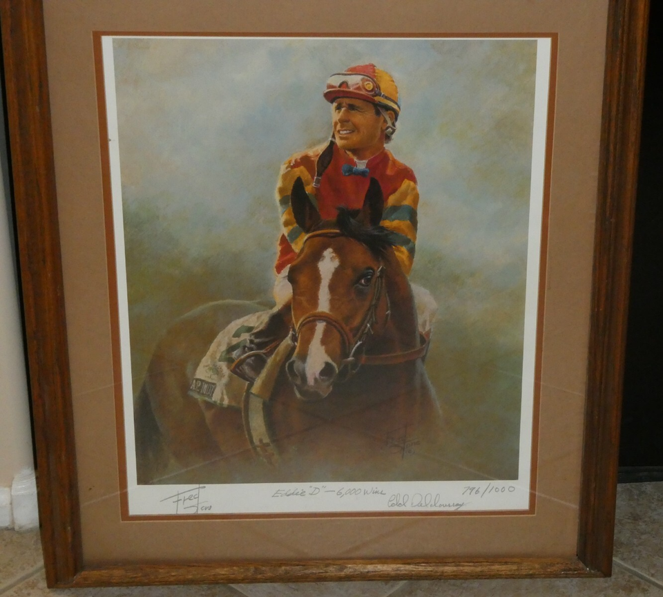 Fred Stone Eddie“D”6000 Wins Lithograph Jockey Signed 796/1000!! Framed ...