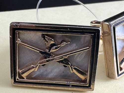 Vintage Goldtone SWANK Mother of Pearl Duck Hunting Guns Men's Cuff ...