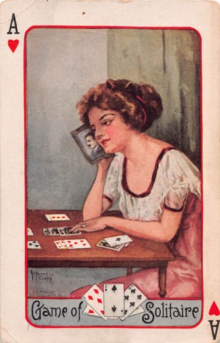 1912 Ace of Hearts Playing Card PC-Pretty Lady-Solitaire Game ...