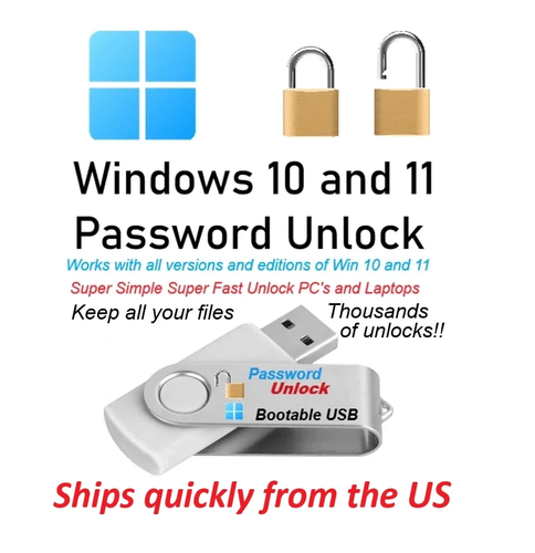 Bootable USB Drive for Windows 11/10 Password Reset bypass tool Unlock ...