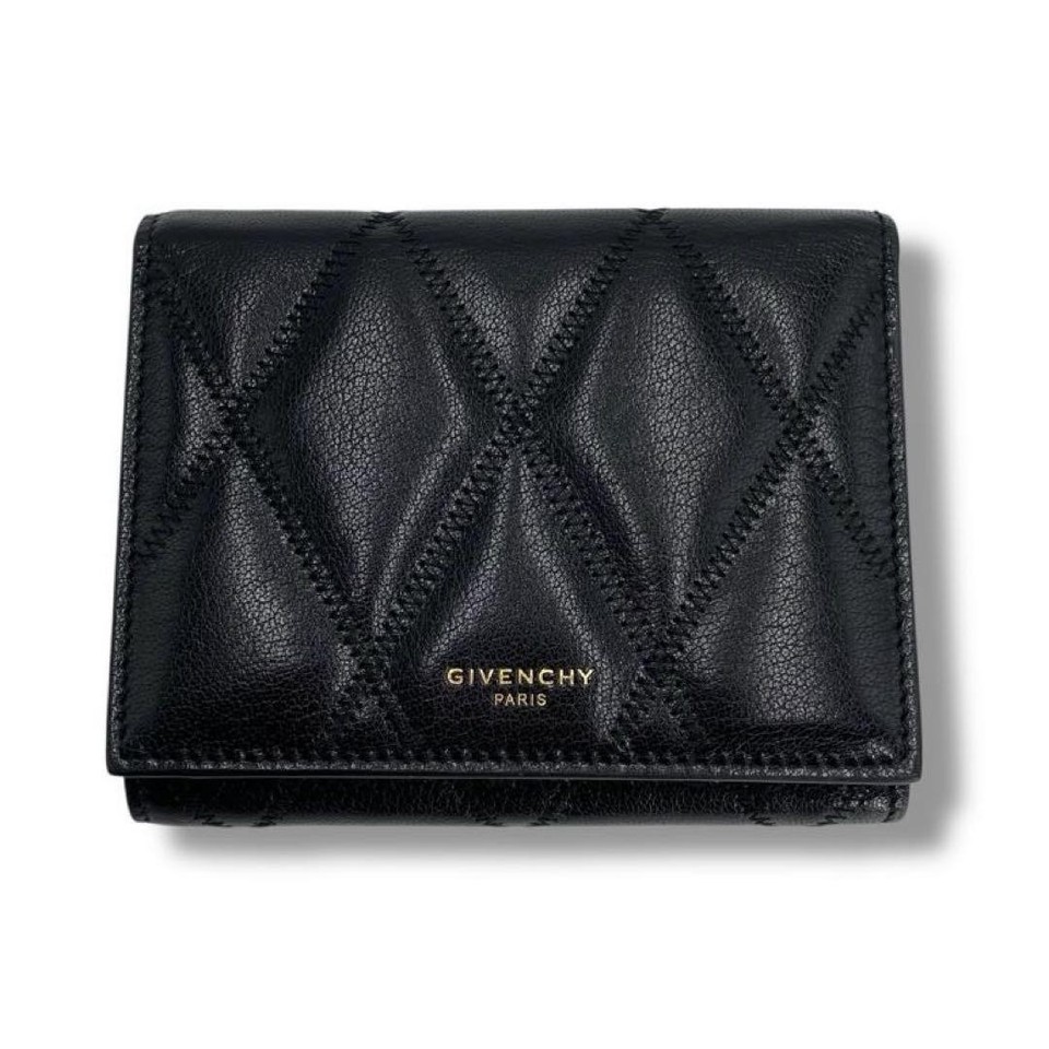 GIVENCHY quilted folding wallet vintage black France Paris women from ...