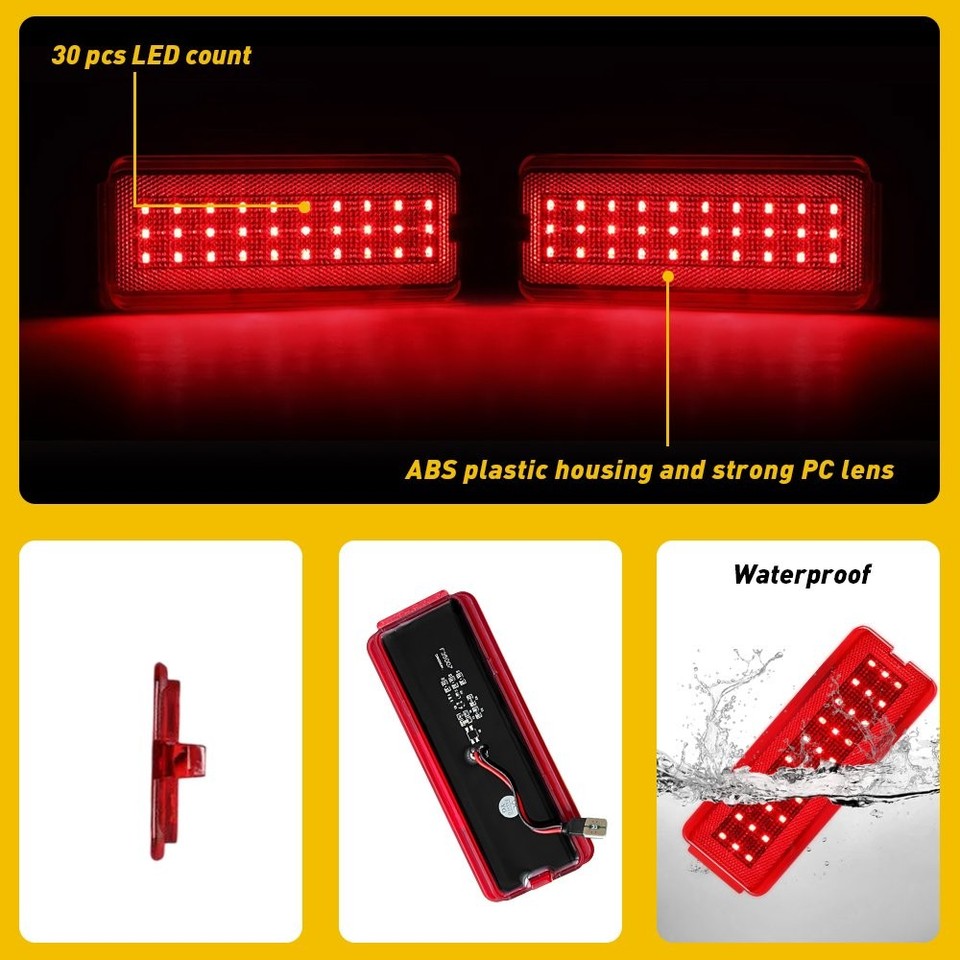 for Ford Super Duty Red Door Entry Light Reflectors x4 F250 F350 F450 ...