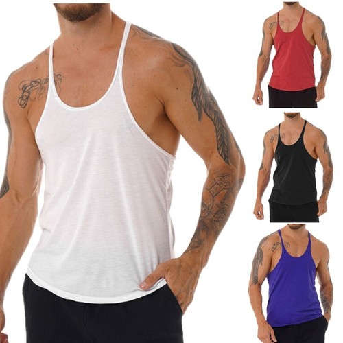Men's Muscle Gym Stringer Tank Tops Workout Sport Vest Racerback Loose ...