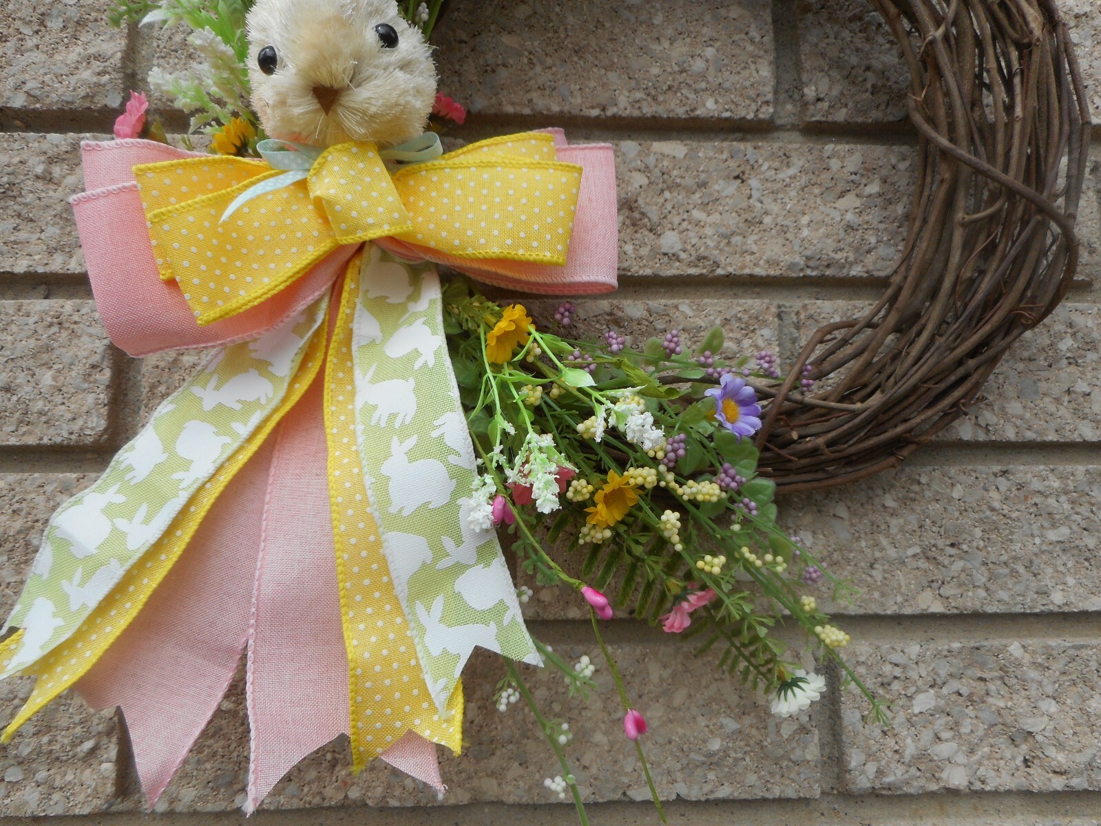 18" Easter Sisal Rabbit Spring Wildflower Grapevine Door Wreath | eBay