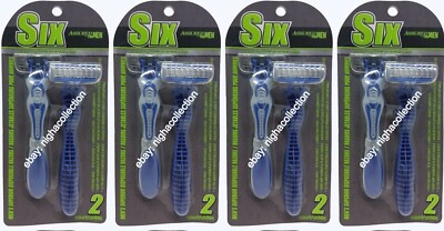 ( 4 PACK = 8 RAZORS ) 6-Blades-Disposable-Shaving-Razor-System-Twin ...