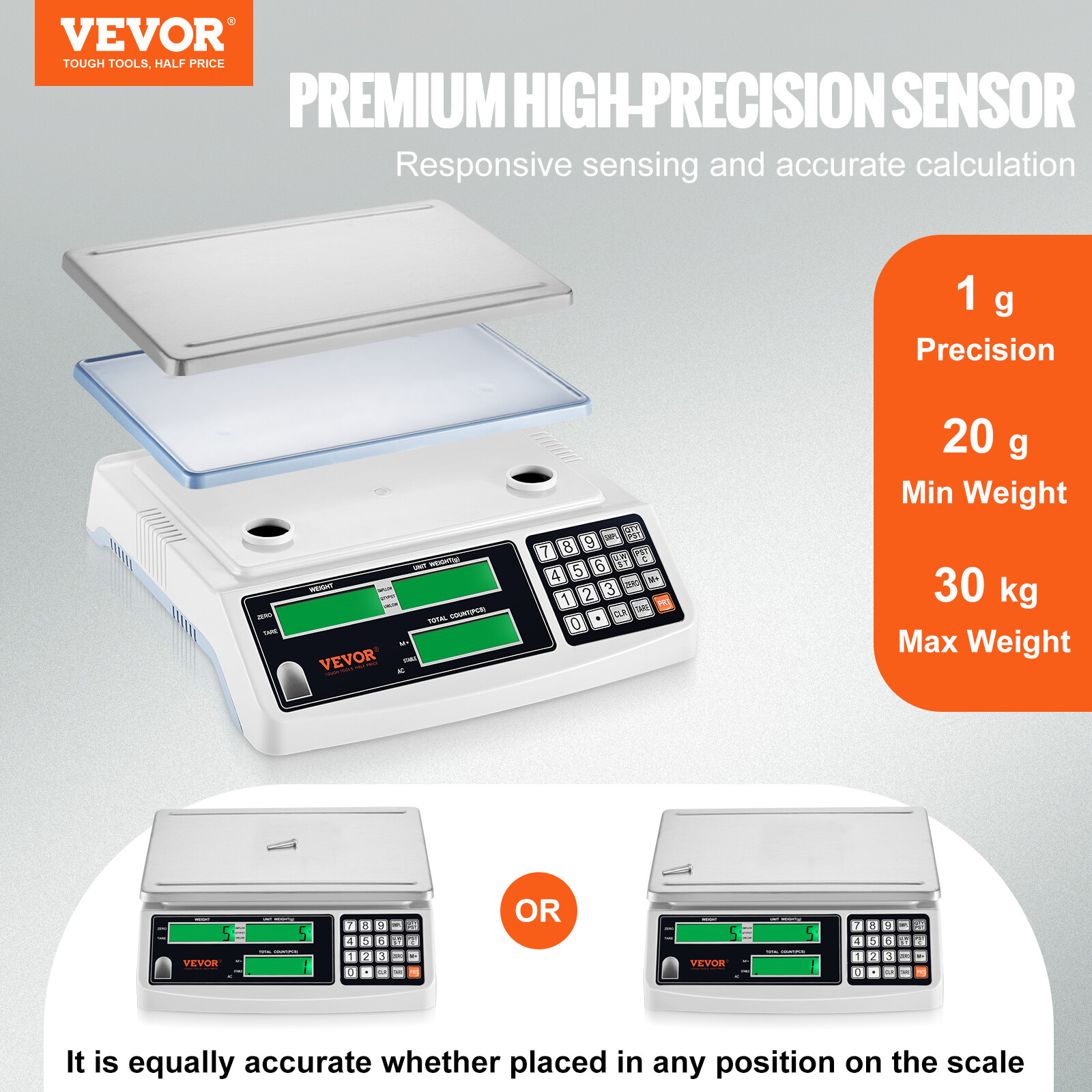 VEVOR Counting Scale 66 lbs Digital Weighing Scale Food Meat Scales w ...