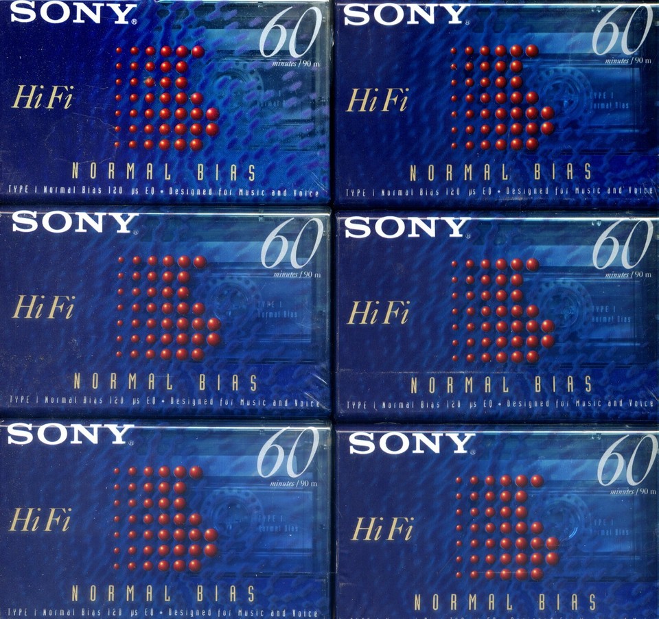 Six 60 min Blank Audio Cassette Tapes New/Sealed SONY HiFi #DJ5 | eBay