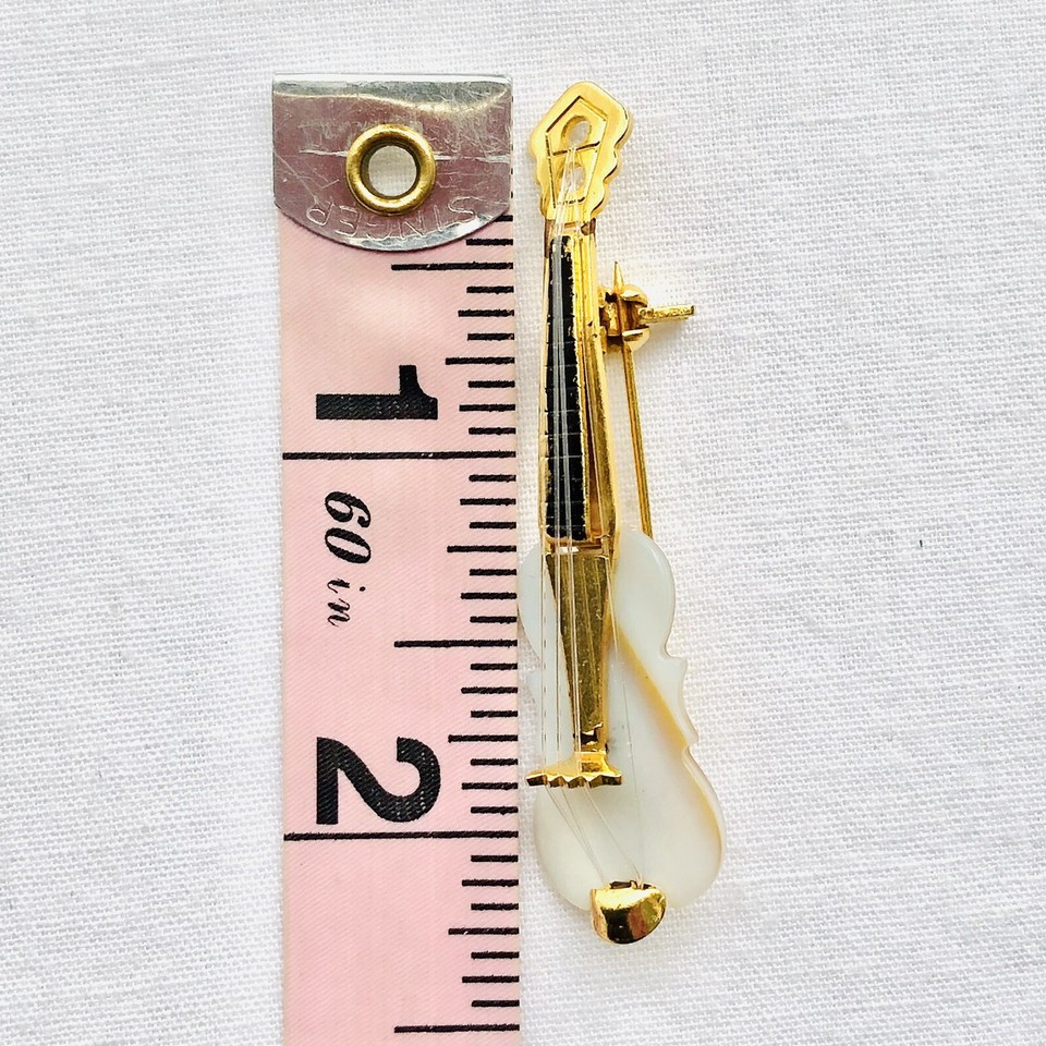 VTG Guitar Music Brooch Lapel Tie Pin Mother of Pearl Musician Gift ...