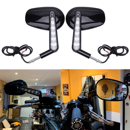 Motorcycle LED Black Turn Signal Mirrors For Harley Davidson V-Rod ...