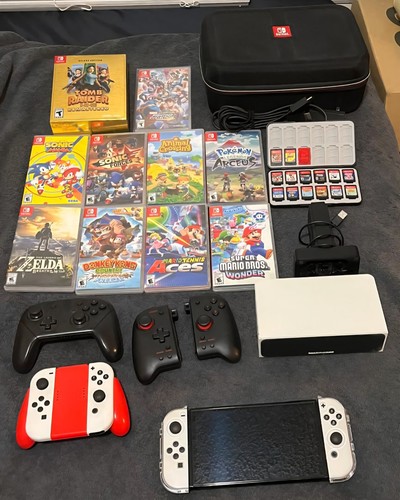 Nintendo Switch OLED Bundle 15 Games, 3 SD Cards, Hori Pad, Pro ...