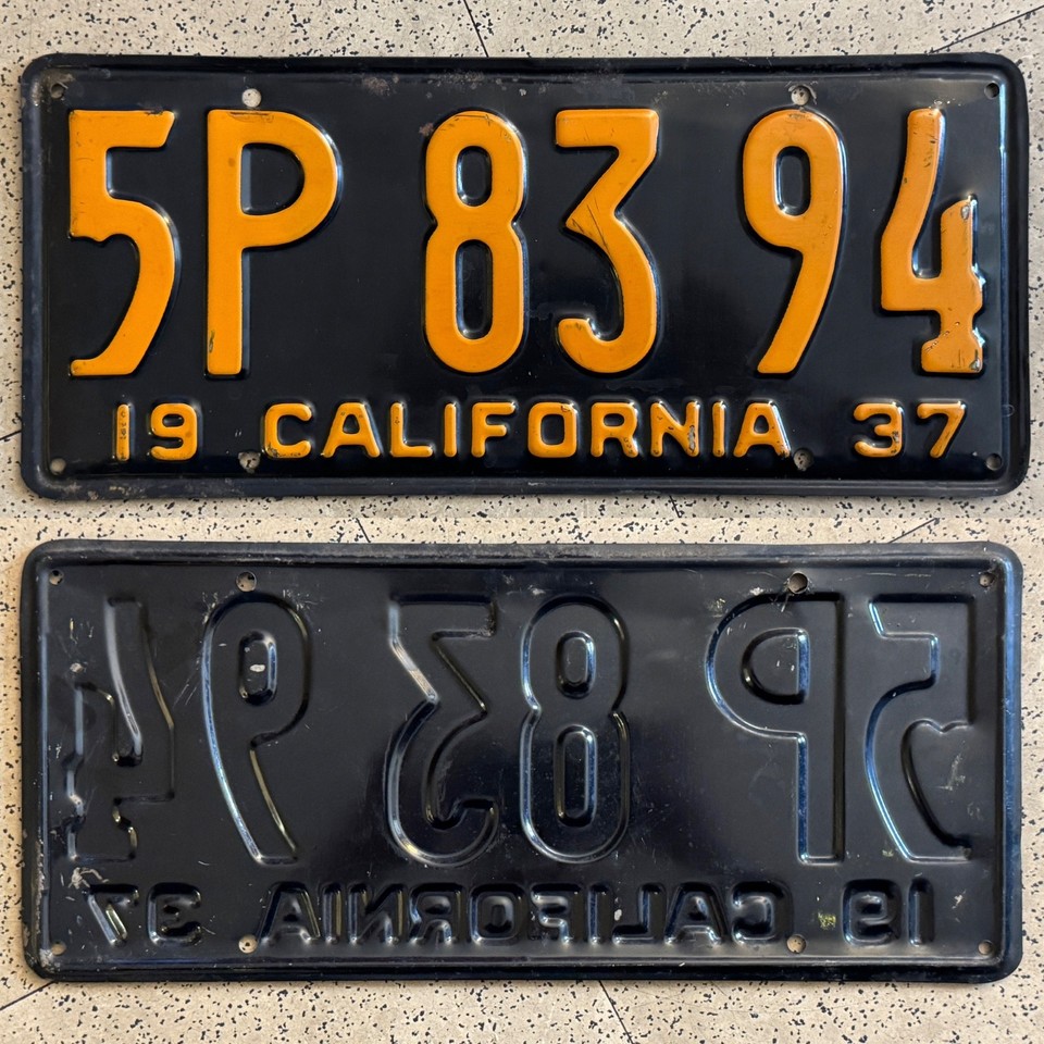 1937 CALIFORNIA license plate – LOS ANGELES – ORIGINAL vintage antique ...