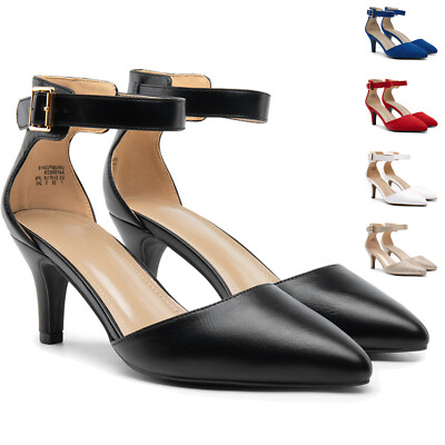 Women's Classic Pointed Toe Low Heels Pumps Wedding Party Dress Pumps ...