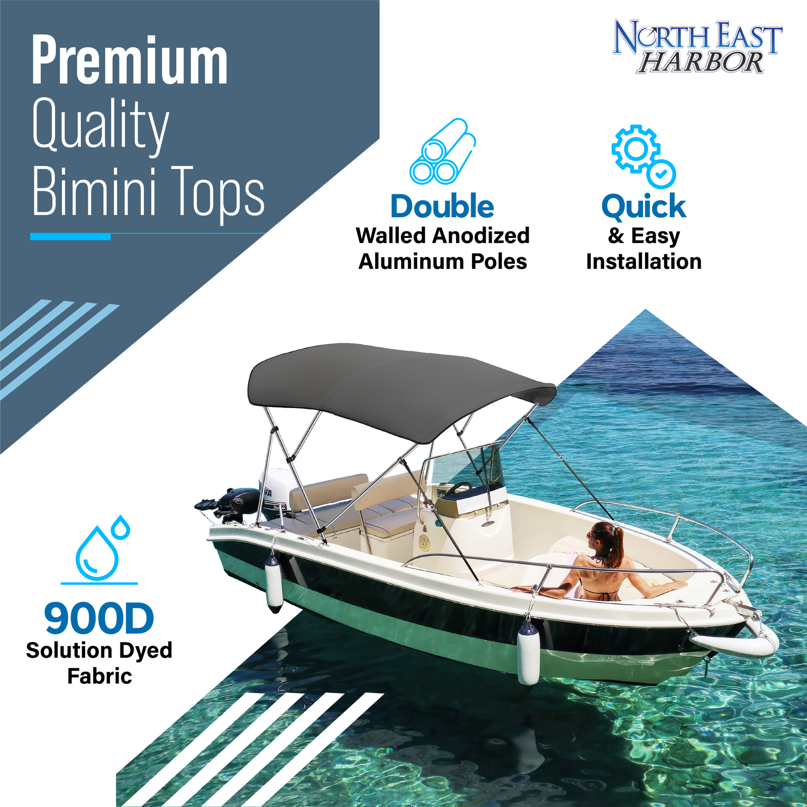 Sun Shade Canopy for Pontoon, V-Hull, Fishing, Jon Boat, Storage Boot ...