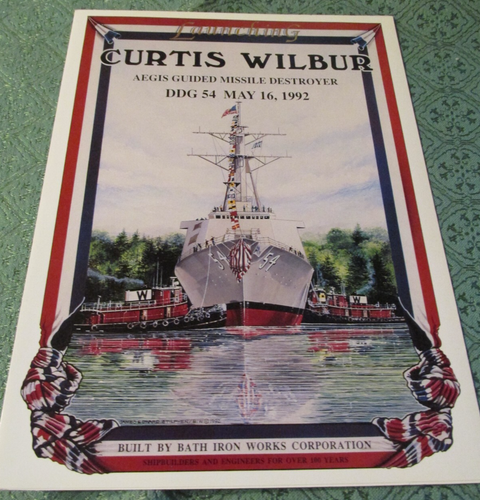 RARE Ship Launch Brochure Booklet BIW Bath Iron Works USS Curtis Wilbur ...