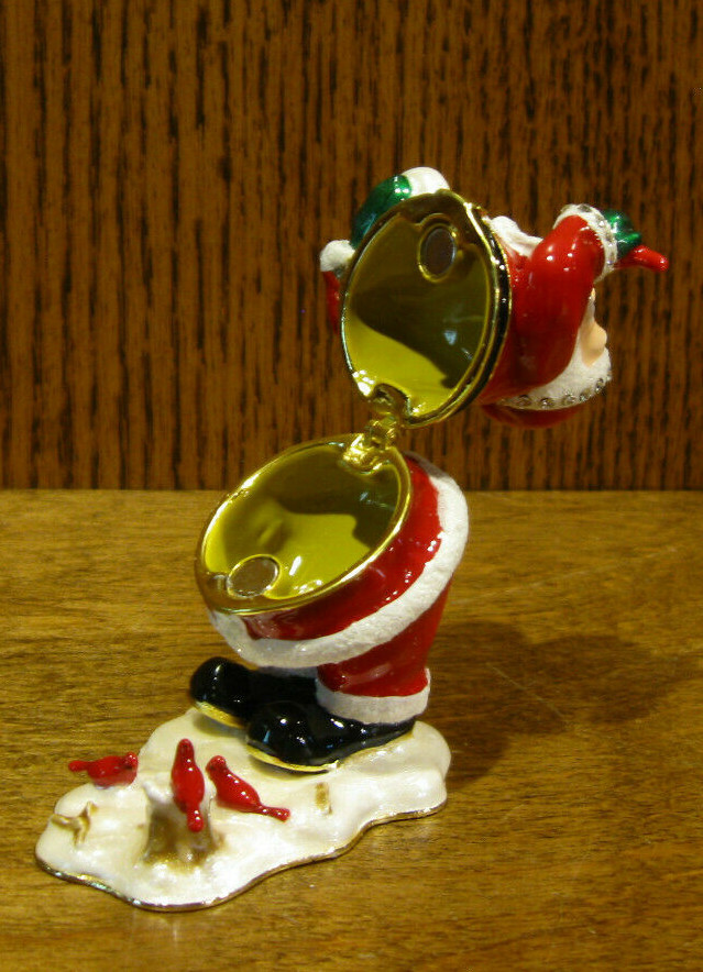Kubla Crafts Jeweled Trinket Box #KC3626 SANTA with CARDINAL.3" NEW in ...