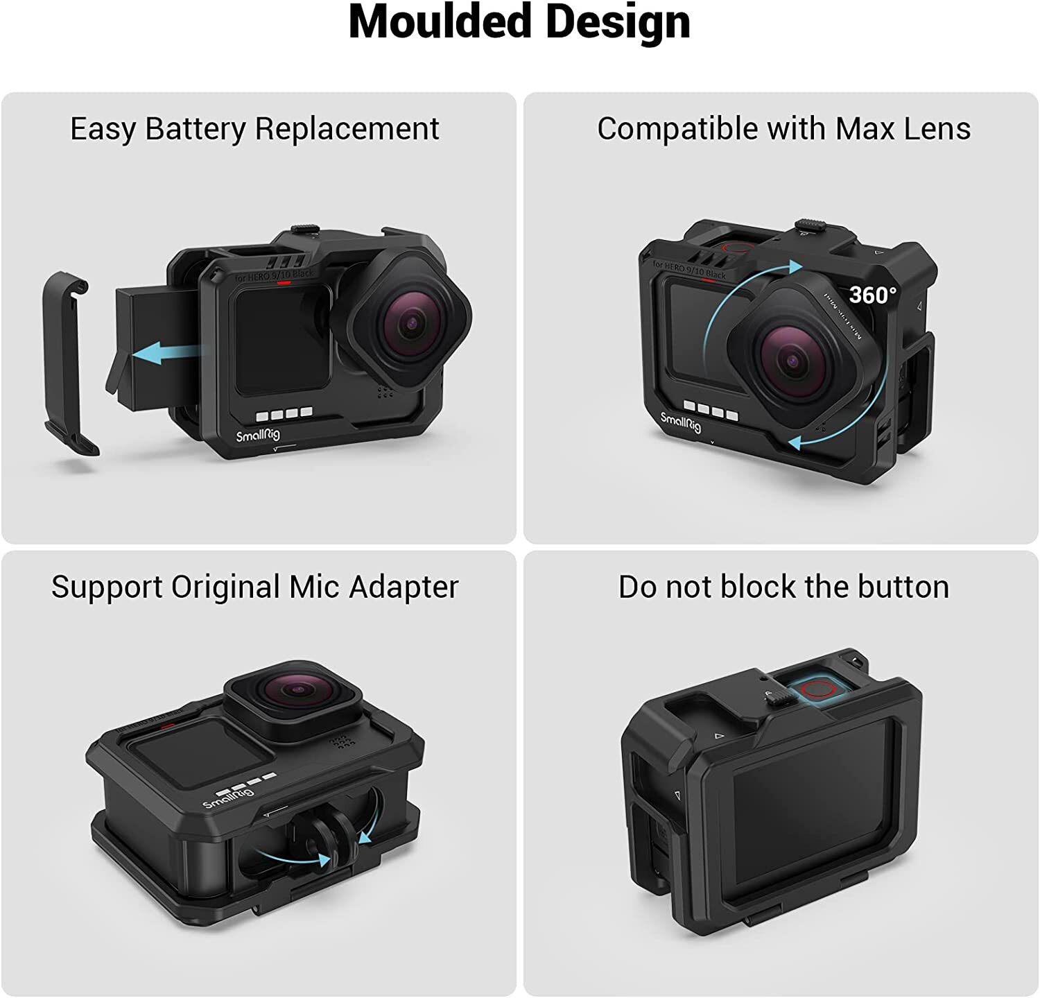 Smallrig Hero 10 Black Case Hero 9 Case for Gopro with 2 Cold Shoe ...