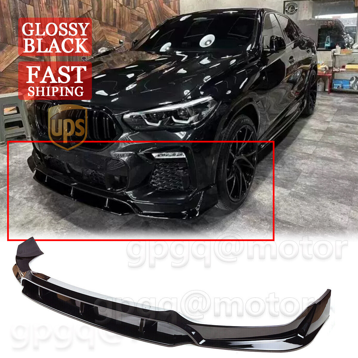 For BMW G06 X6 M Sport 2020-2023 GT Style Glossy Black Front Bumper Lip ...