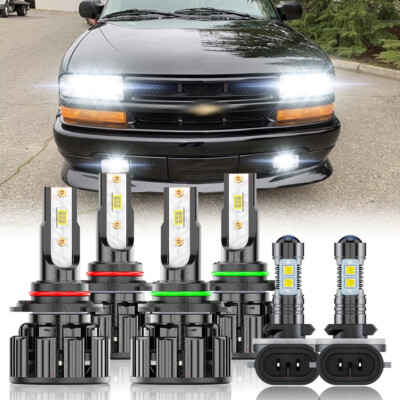 For Chevrolet S10 2000-2004 LED Headlight Fog Lights Bulbs 9005 9006 ...
