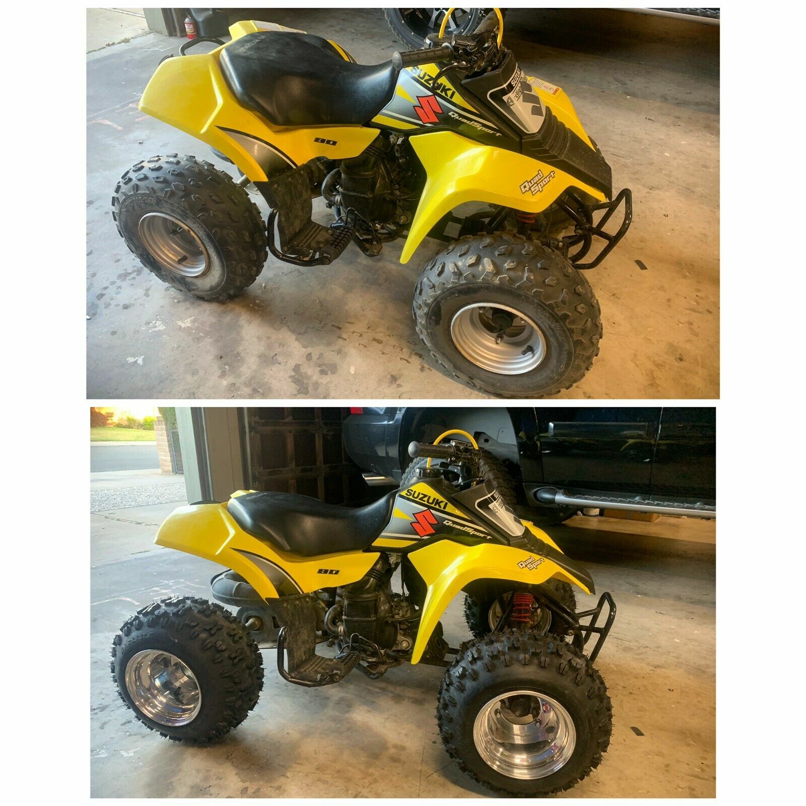 Suzuki LT80 DWT Polished 8" Front Rear Wheels Rims Snow Hog Tires | 18 ...