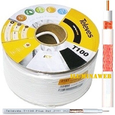20 Metros Cable coaxial TELEVES T100 Plus (Cu/Cu) 75OHM de Antena TV ...