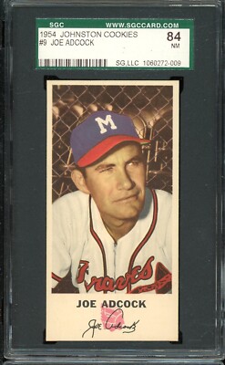 1954 Johnston Cookies Baseball #9 Joe Adcock SGC 7 | eBay