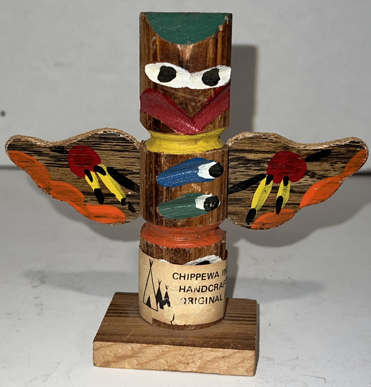 VINTAGE MINI TOTEM POLE Chippewa Indian Handcrafted Original Art 4 1/4 ...