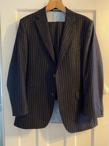 Gerard Connolly Vitale Barberis Canonico Wool Flannel Blue Chalk Stripe ...