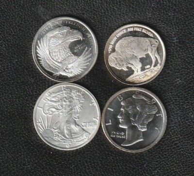 lot of 4 1/10 oz .999 Silver Bullion Rounds | eBay