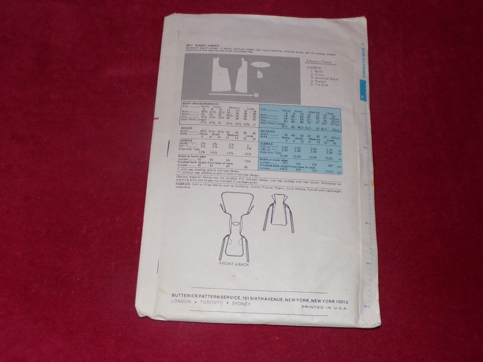 🌼 1977 BUTTERICK #4917 - LADIES OVER HEAD WRAP & TIE ON JUMPER PATTERN ...