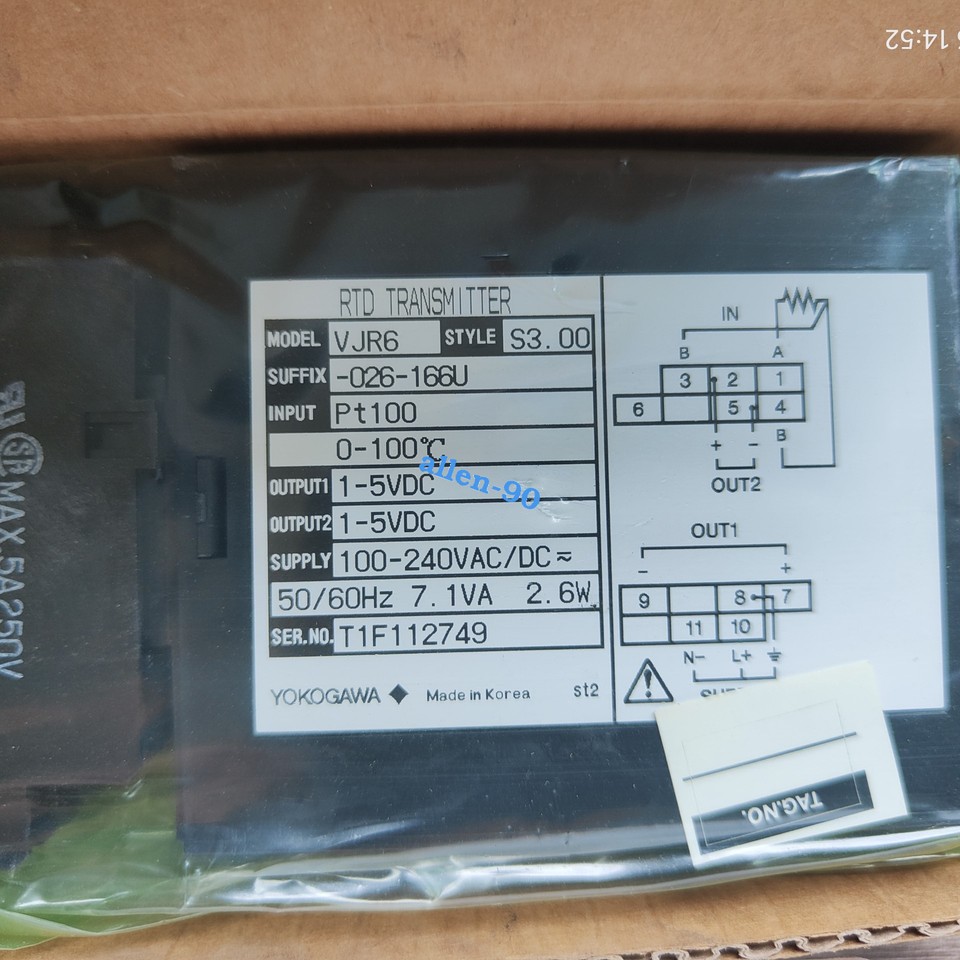 Yokogawa transmitter RTD dual output VJR6-026-166U PT100 brand new | eBay