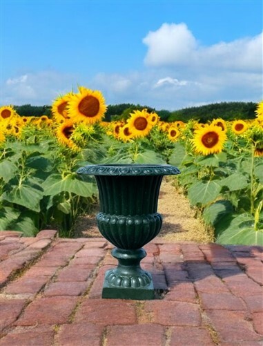 14" Tall Cast Iron Fluted Urn, Flower Pot Planer, Garden Patio Yard Art ...