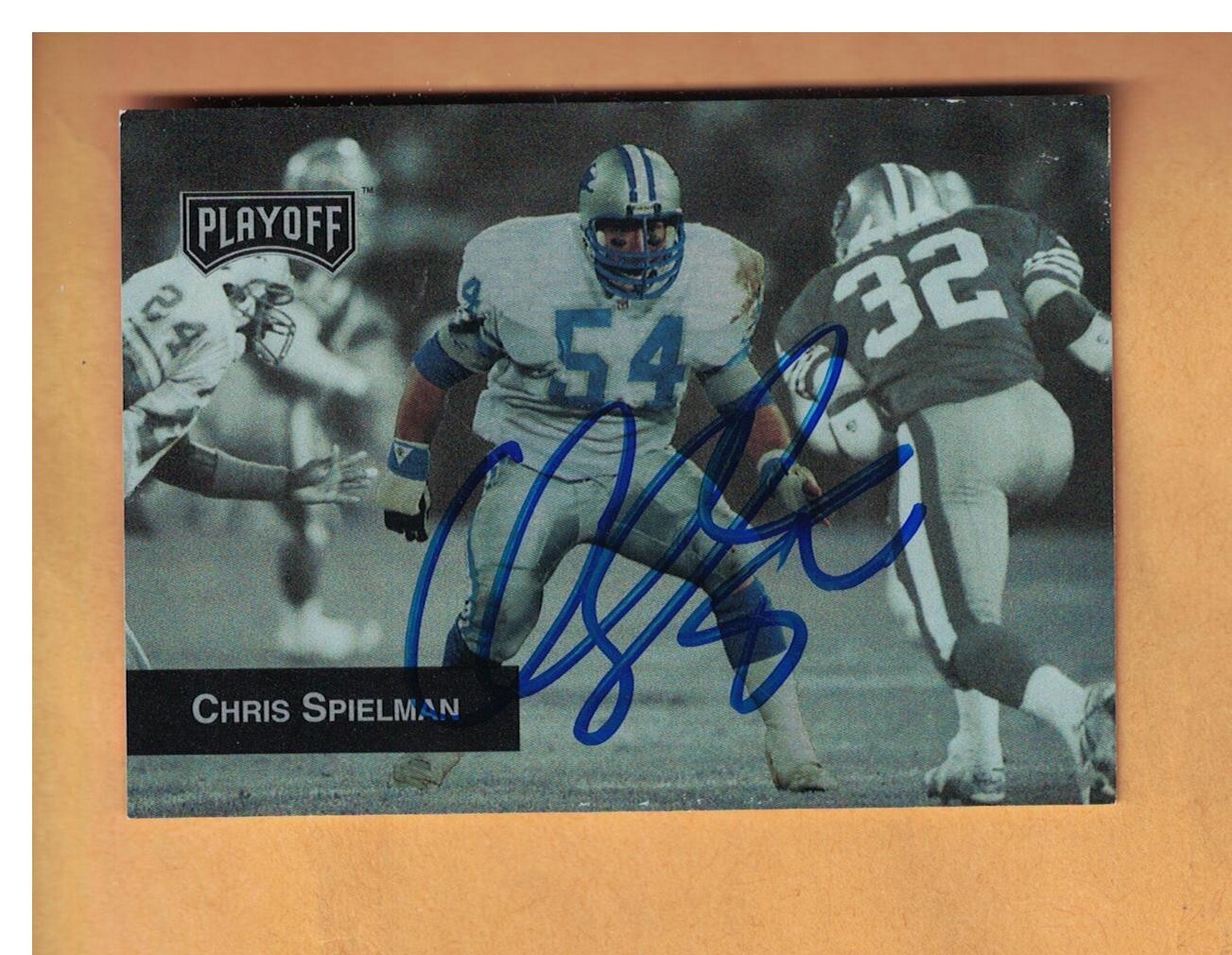 Chris Spielman AUTOGRAPHED 1993 PLAYOFF FOOTBALL CARD SIGNED DETROIT ...