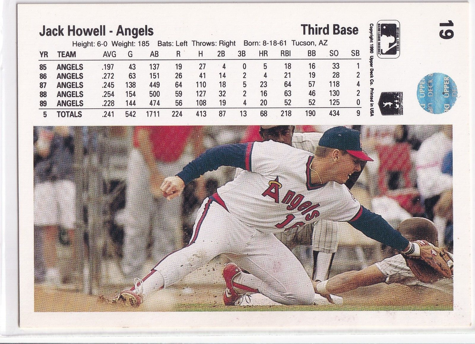 1990 Upper Deck #19 Jack Howell Los Angeles Angels + (Yes 3 Free ...